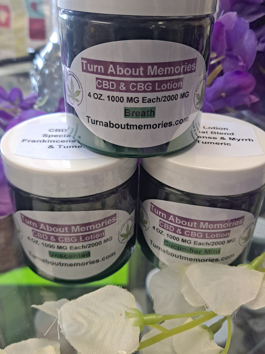 CBD Lotion - 4 oz Or CBD/CBG Lotion 4 oz – Turn About Memories